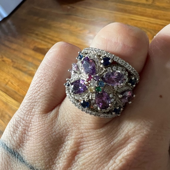Swarovski | Jewelry | Swarovski Crystal Sterling Silver Ring 65 Size ...